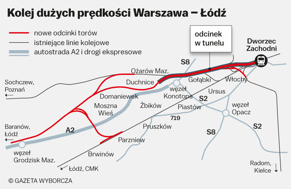 Spółka CPK rysuje 9-km tunel pod terenami PKP w Warszawie
