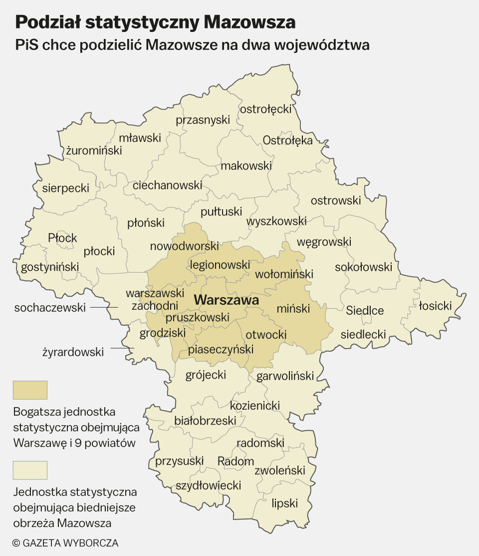 Podział Mazowsza. Bogate centrum zapłaci miliard, biedniejsze niewiele ...