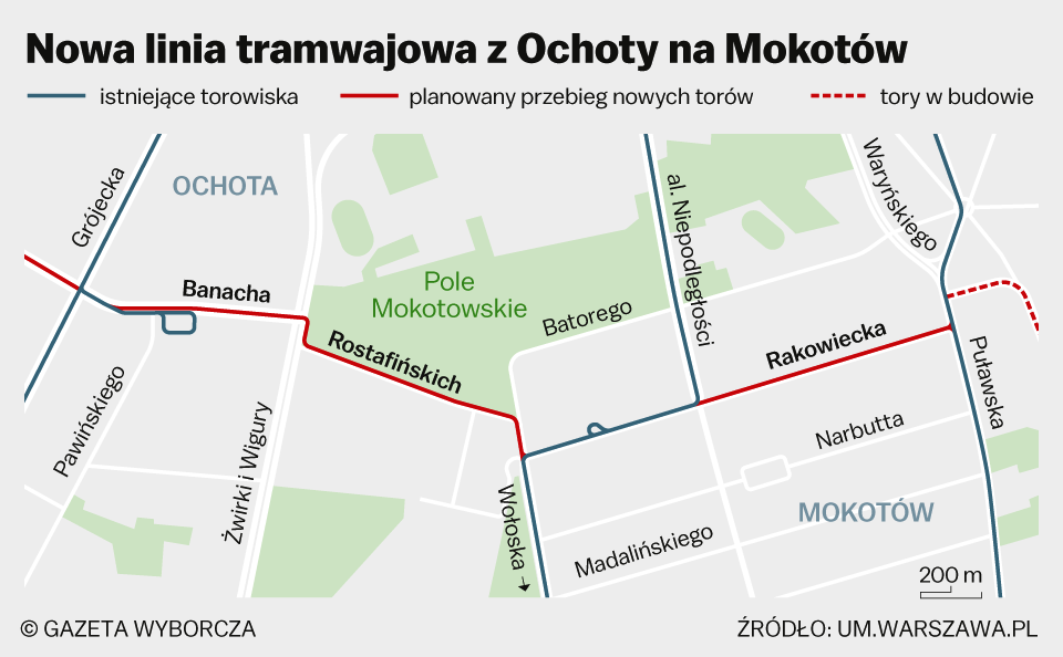 Inwestycje z Warszawie. Tramwaj z Mokotowa na Ochotę przez Rakowiecką ...