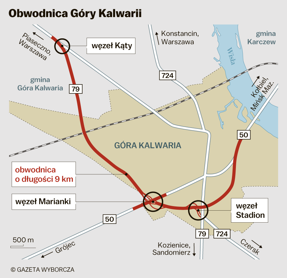 Duża obwodnica Warszawy z płatną autostradą A50. Mamy mapę z dokładnym ...
